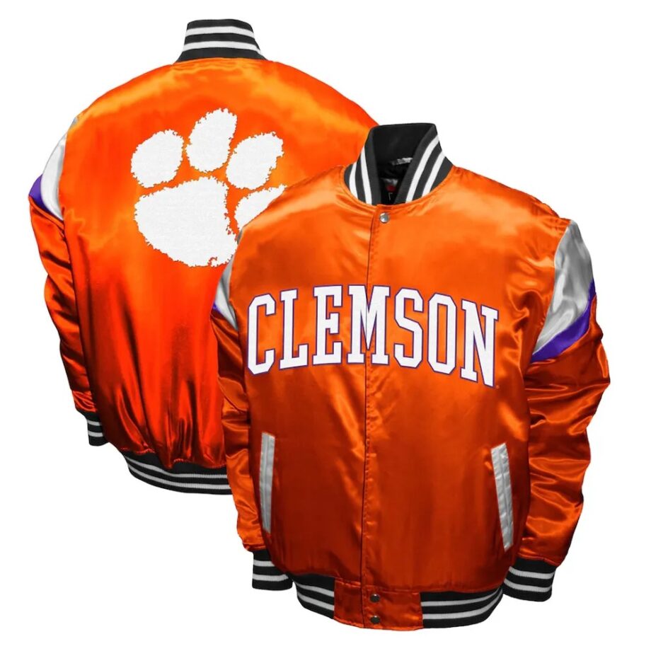 Clemson Tigers Power Orange Satin Jacket - Thejacketpro